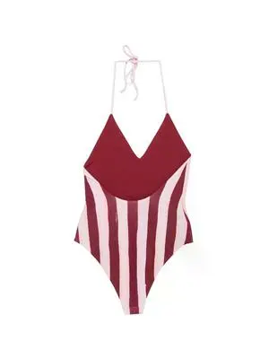 Fendi Striped Halterneck Swimsuit