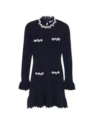 SELF-PORTRAIT Bead-embellished Mini Dress - Blue