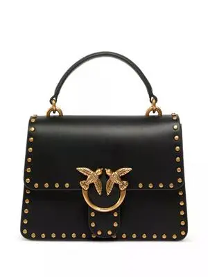 Pinko Mini Love One Top Handle Light Handbag In Leather With Mini Studs