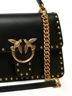 Pinko Mini Love One Top Handle Light Handbag In Leather With Mini Studs