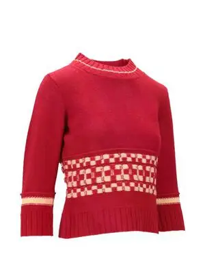 B.B. WALACE Geometric-pattern Ribbed-trim Sweater