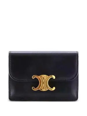 Celine Triomphe Case Leather Card Holder - Black