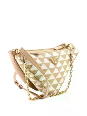 Prada Double Symbole Triangle Mini Shoulder Bag - Neutrals