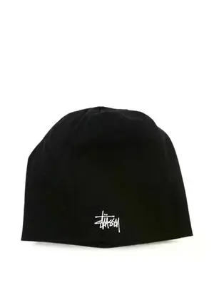 StÜssy Skullcap Logo-embroidered Jersey Beanie Hat - Black