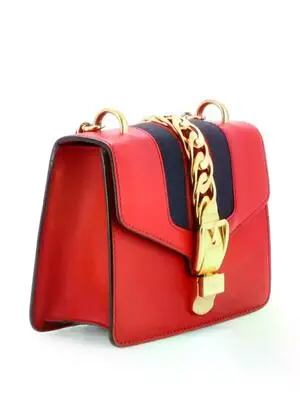 Gucci Sylvie Leather Mini Cross Body Bag - Red