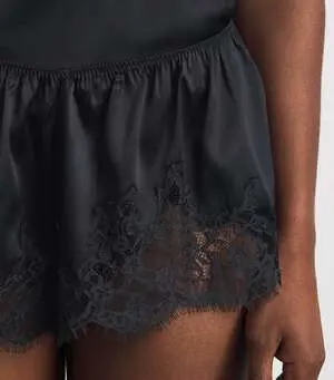 SKIMS Stretch-silk Lace-trim Shorts