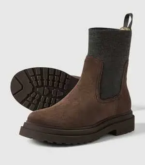Brunello Cucinelli Suede Knit Ankle Boots