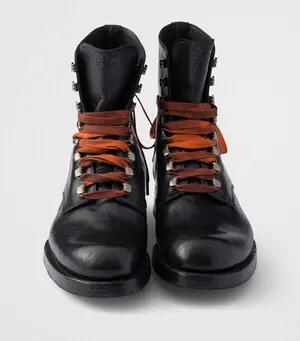 Prada Leather Lace-up Ankle Boots