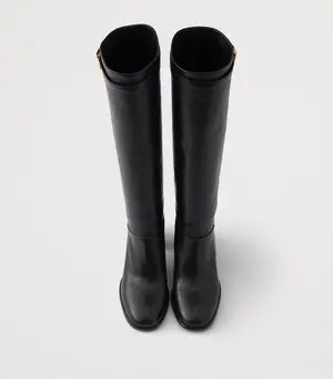 Prada Leather Heeled Knee-high Boots