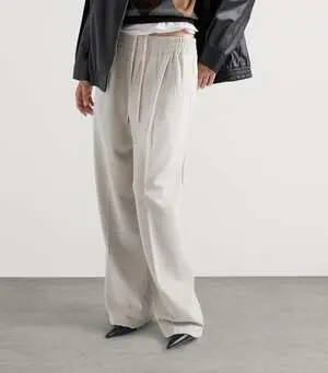 Prada Cotton Wide-leg Sweatpants - Grey