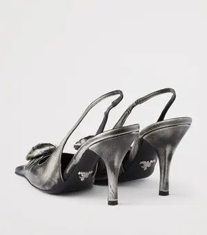 Prada Leather Bow-detail Slingback Pumps 90