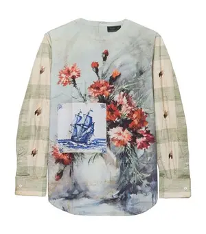 Prada Cotton Floral Back-button Shirt