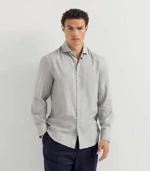 Brunello Cucinelli Cotton-blend Chevron Flannel Shirt