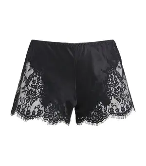 MARJOLAINE Silk Floral Tess Shorts - Black