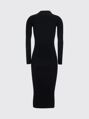 Elisabetta Franchi Ribbed V-neck Midi Sheath Dress - Black