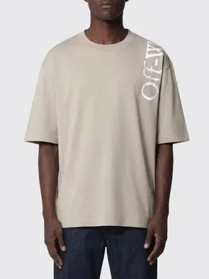 Off-White Contrast Logo Cotton T-shirt With Dropped Shoulders - Black