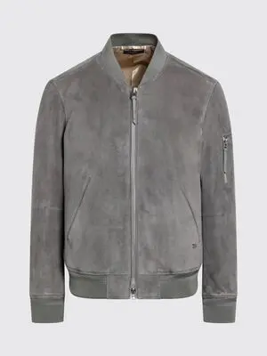 TOM FORD Suede Calfskin Bomber Jacket With Ribbed Collar
