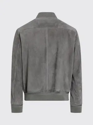TOM FORD Suede Calfskin Bomber Jacket With Ribbed Collar
