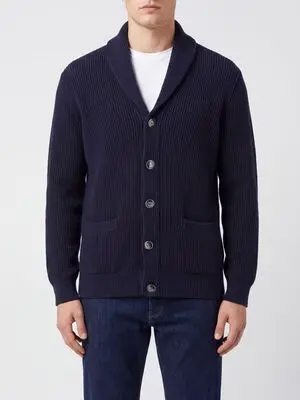 Brunello Cucinelli Shawl Collar Cotton Cardigan - Blue