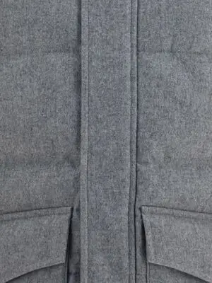 Brunello Cucinelli Padded Wool Parka With Detachable Hood - Grey