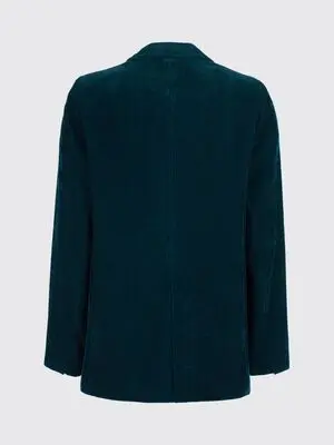 FORTE_FORTE Single-breasted Corduroy Velvet Blazer With Peak Lapels - Green