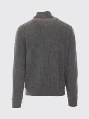 Brunello Cucinelli Suede Calfskin Bomber Jacket With Knit Details - Grey