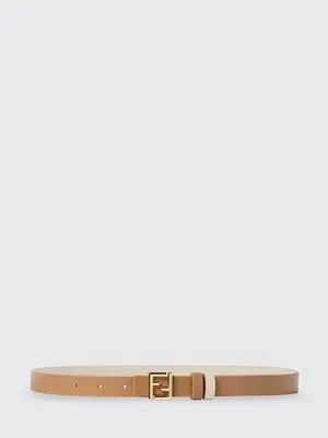 Fendi Ff Reversible Calfskin Leather Belt With Monogram Buckle - Camel