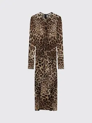 Dolce & Gabbana Animalier Print Viscose Midi Sheath Dress With Knotted Waist