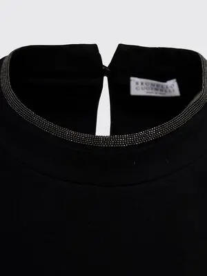 Brunello Cucinelli Short-sleeved Cotton T-shirt With Monili Embroidery - Black