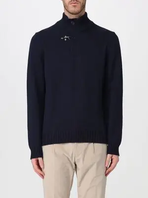 FAY Wool Long-sleeved Turtleneck With Iconic Toggle Fastening - Navy