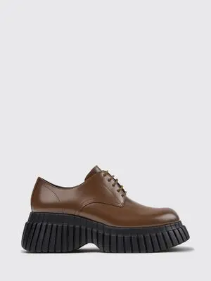 Camper Brushed Leather Derby Shoes With Medium Heel And Extralight Sole - Brown