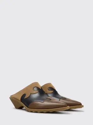 Camper Anita Smooth Calfskin Mules With Low Flared Heel - Multicolor