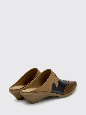 Camper Anita Smooth Calfskin Mules With Low Flared Heel - Multicolor