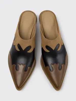 Camper Anita Smooth Calfskin Mules With Low Flared Heel - Multicolor