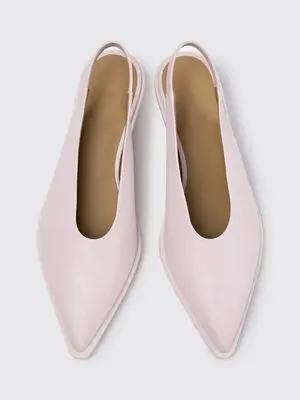 Camper Anita Smooth Calfskin Slingback Pumps With Low Flared Heel - Pink