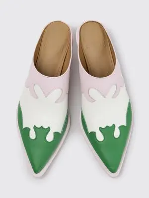 Camper Anita Smooth Calfskin Mules With Low Flared Heel - Multicolor