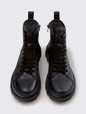 Camper Brutus+ Smooth Calfskin Combat Boots With Lug Sole