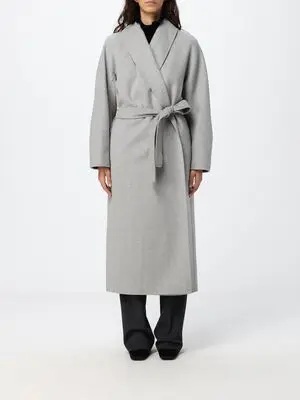 Max Mara Long Belted Pure Wool Robe Coat - Grey