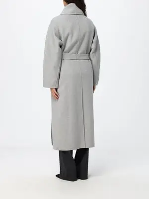 Max Mara Long Belted Pure Wool Robe Coat - Grey