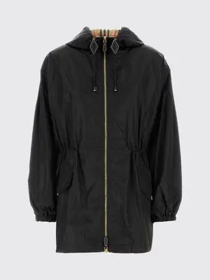 Burberry Cropped Hooded Nylon Windbreaker Jacket With Zip Closure