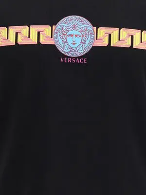 Versace Cotton T-shirt With Medusa Logo And Greca Pattern Print