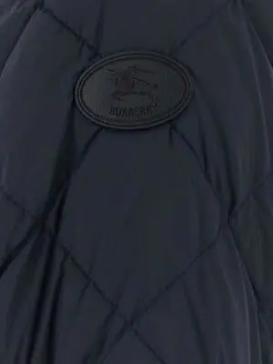 Burberry Quilted Nylon Short Puffer Jacket With High Neck And Contrast Logo - Navy
