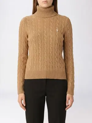 Polo Ralph Lauren Slim Fit Wool And Cashmere Turtleneck Sweater With Embroidered Pony Logo - Beige
