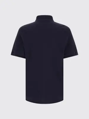 Brunello Cucinelli Short-sleeved Cotton Polo With Embroidered Logo - Blue