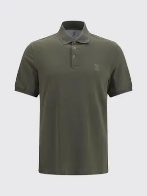 Brunello Cucinelli Short-sleeved Cotton Polo With Embroidered Logo - Grey