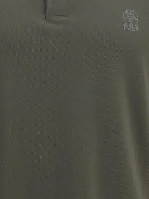 Brunello Cucinelli Short-sleeved Cotton Polo With Embroidered Logo - Grey
