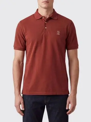 Brunello Cucinelli Short-sleeved Cotton Polo With Embroidered Logo - Red