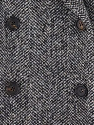 Brunello Cucinelli Relaxed Fit Double-breasted Wool Blend Coat With Lapels - Grey