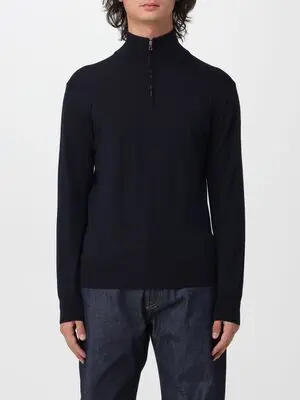 BROOKSFIELD Half-zip Wool Turtleneck Sweater With High Neck - Navy