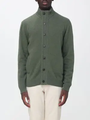 Barbour Pure Wool High Neck Button-up Cardigan - Olive